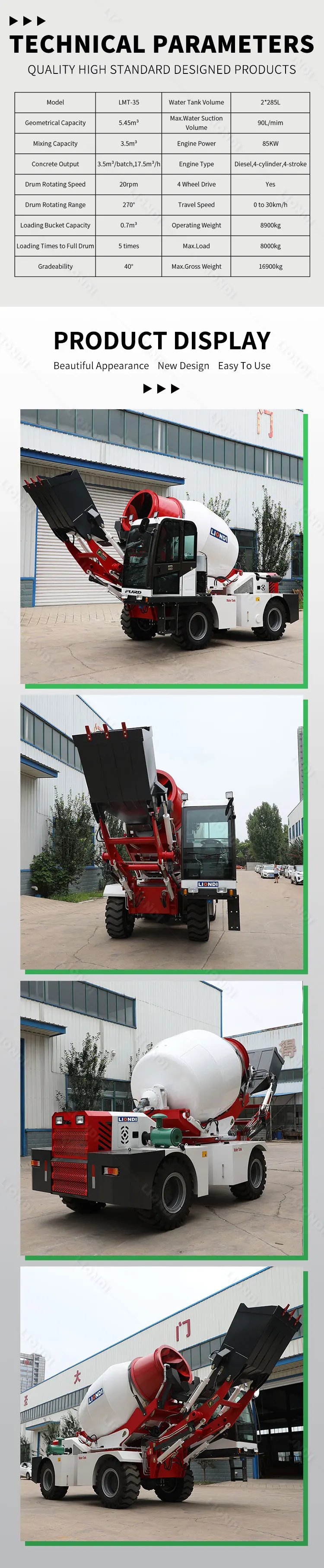 Self-loading Diesel Engine 3.5cbm Diesel Engine Construction Industry Self Loading Concrete ...