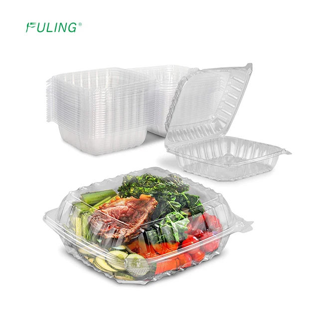 Fuling 8x8" Clamshell To Go Box Disposable Pp Mineral Plastic Take Out ...