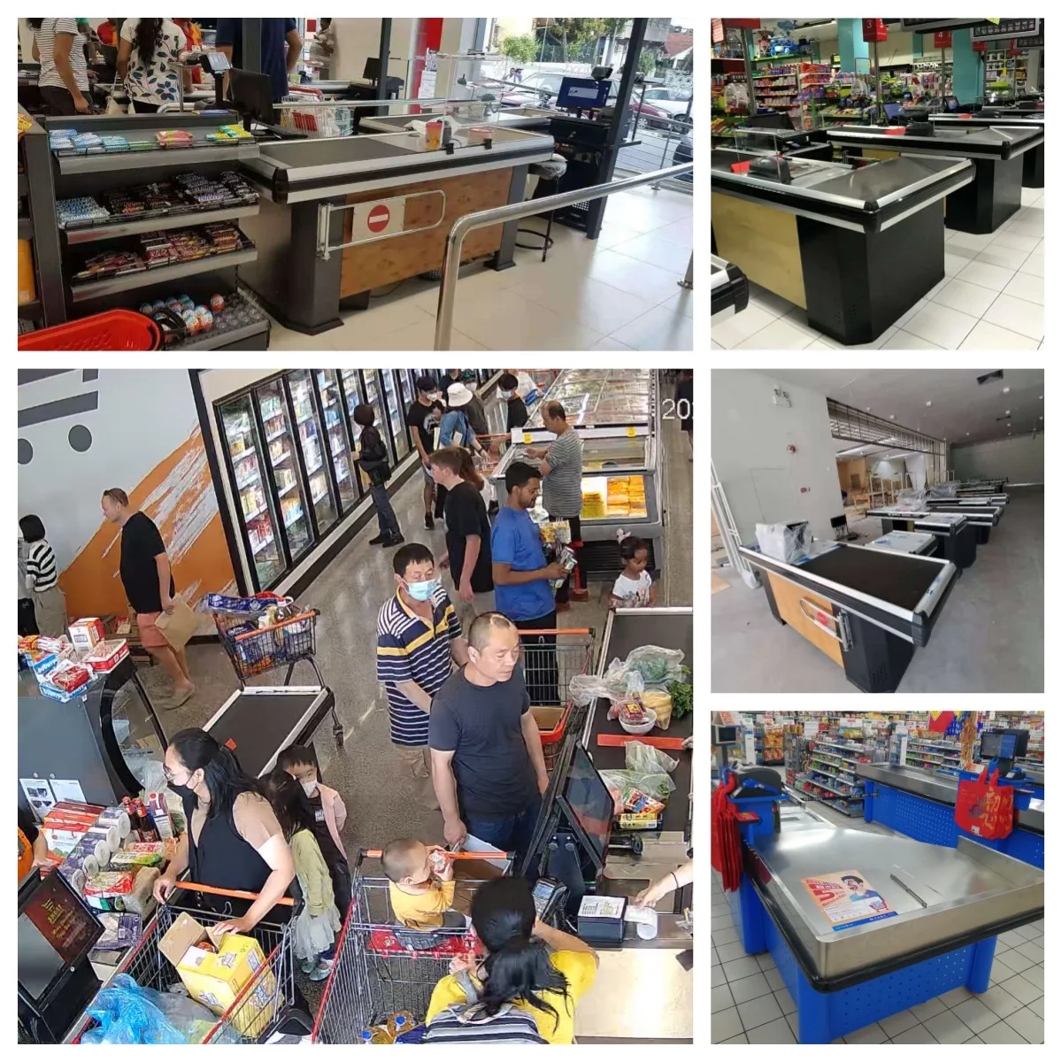 U Shape Supermarket Checkout Counter with Conveyor Belt - Versatile ...