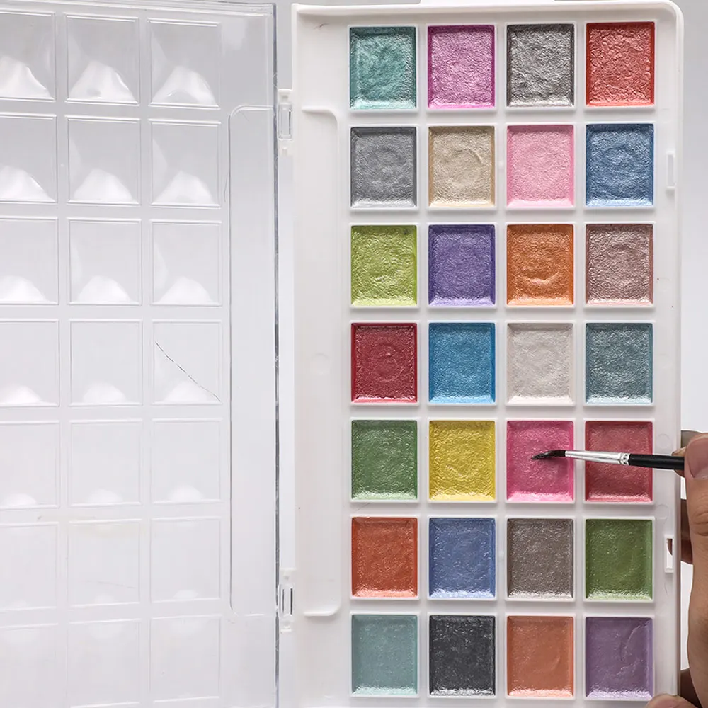 Artmate Pearlescent Semi-moist Watercolor Cake Set 28 Colors With Paint ...