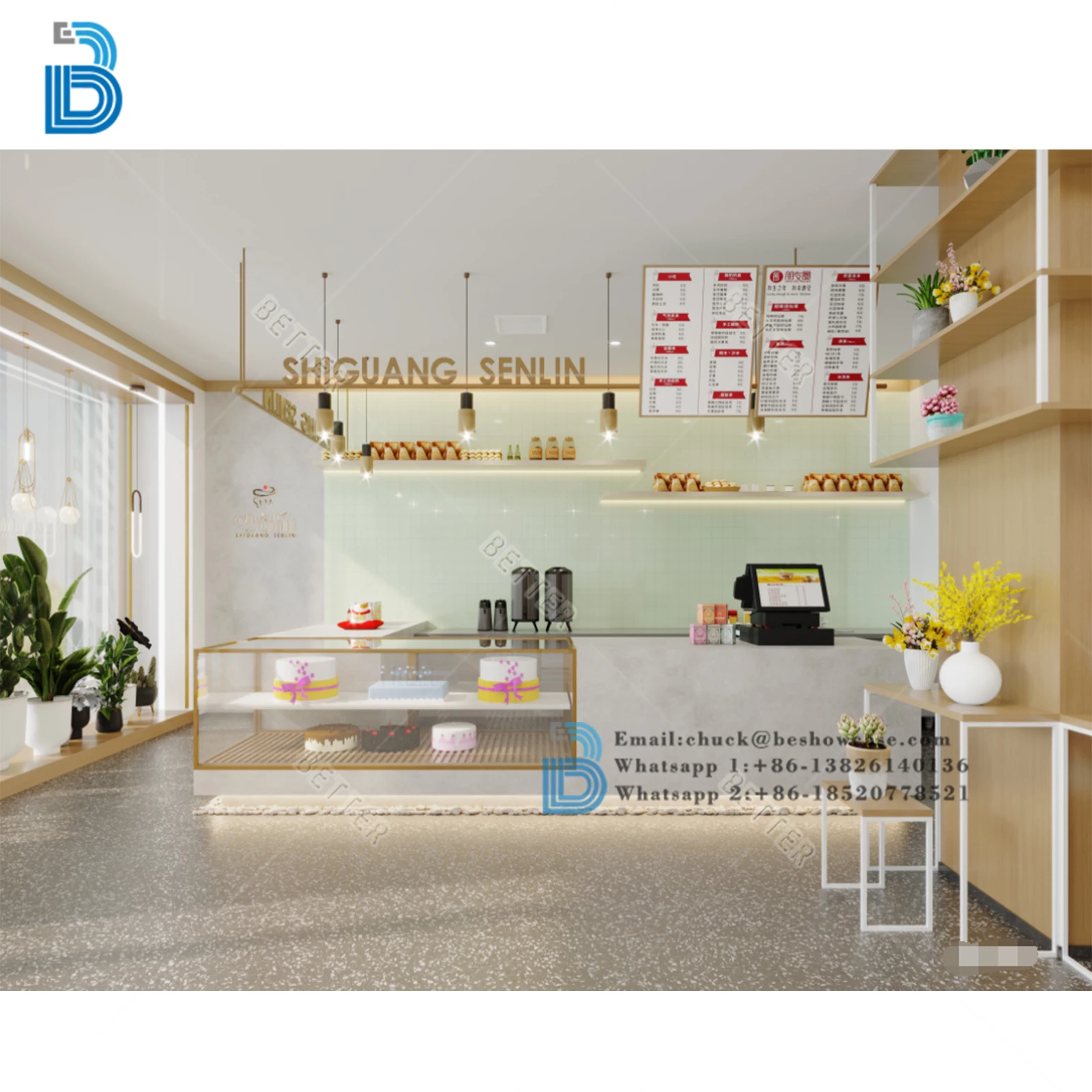 Wooden Bakery Shop Counter Design Customized Glass Showcase Display ...