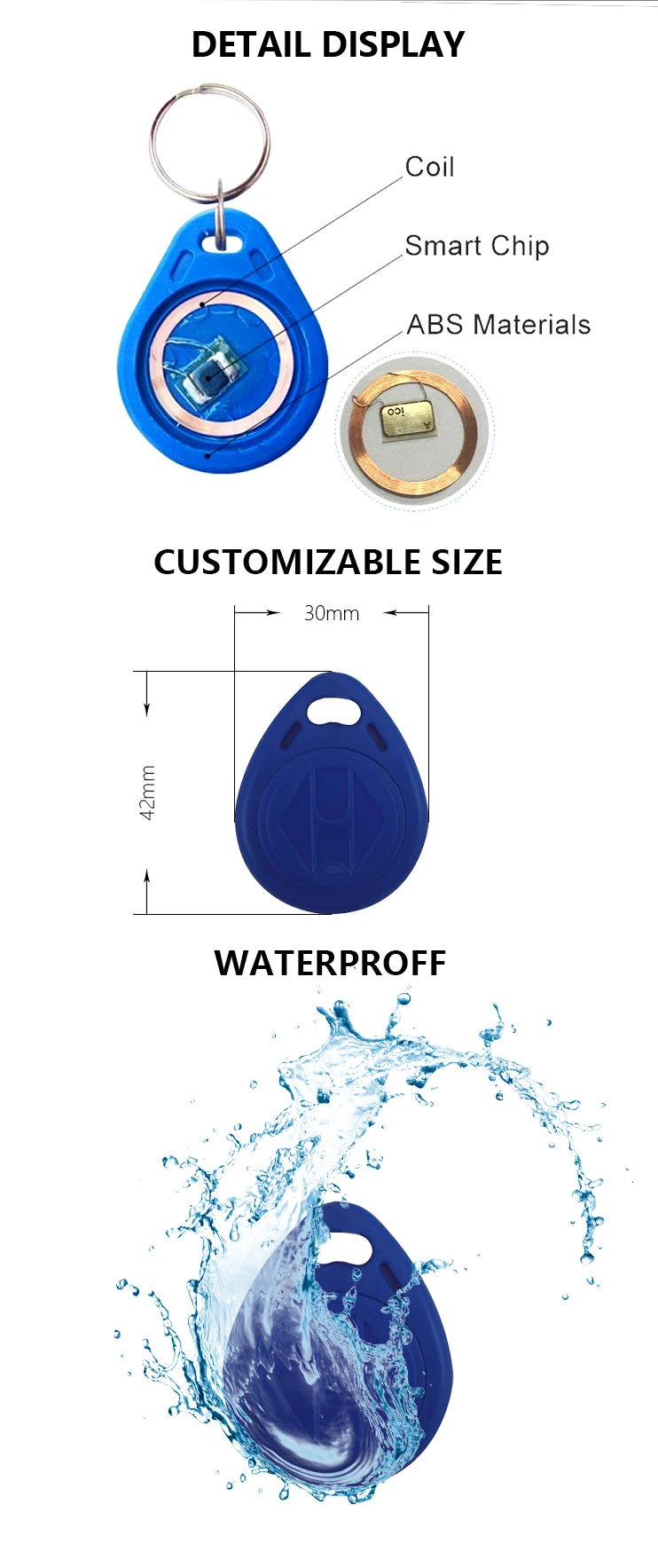 125khz LF EM4305 T5577 / 13.56mhz HF F08 Chip RFID Tag