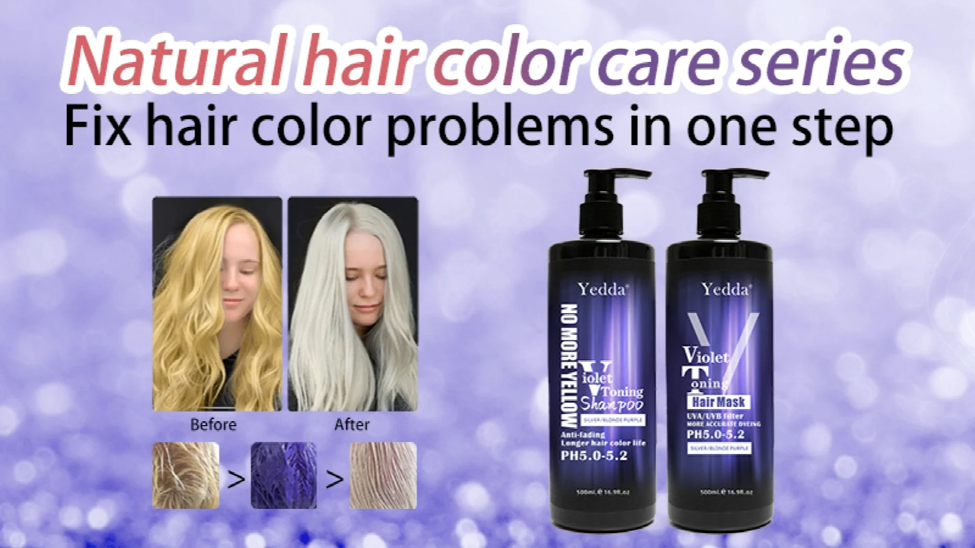 500ml Purple Shampoo For Blonde Hair Bleaching Yellow Removing Linen ...