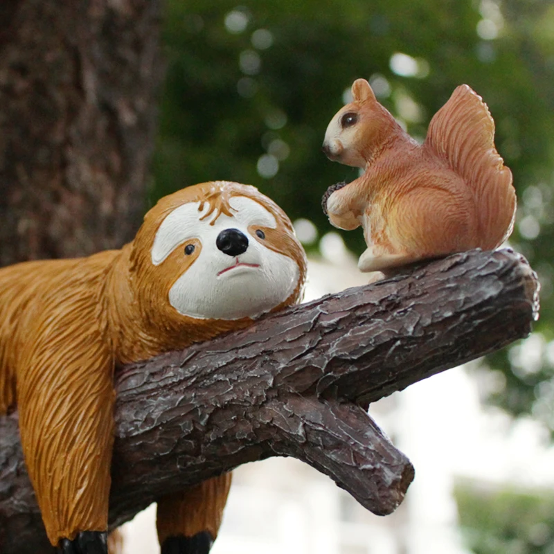 Garden Sloths Decor Exquisite Resin Squirrel Gardening Tree Ornaments ...