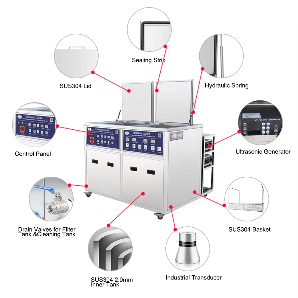 Double Tanks 45L Industry Ultrasonic Cleaner Aqueous Rinsing Drying PCB ...