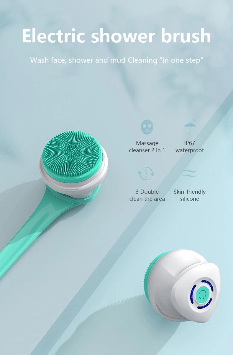 5 In 1 Electric Bath Brushes Usb Silicone Back Scrubber 3 Speeds ...