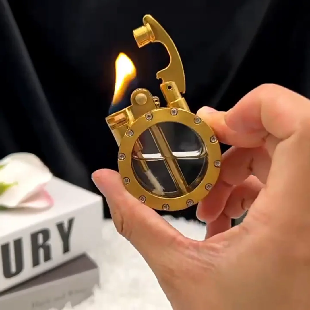 Retro Pocket Watch Shape Rocker Arm Lighter Zinc Alloy Grinding Wheel ...