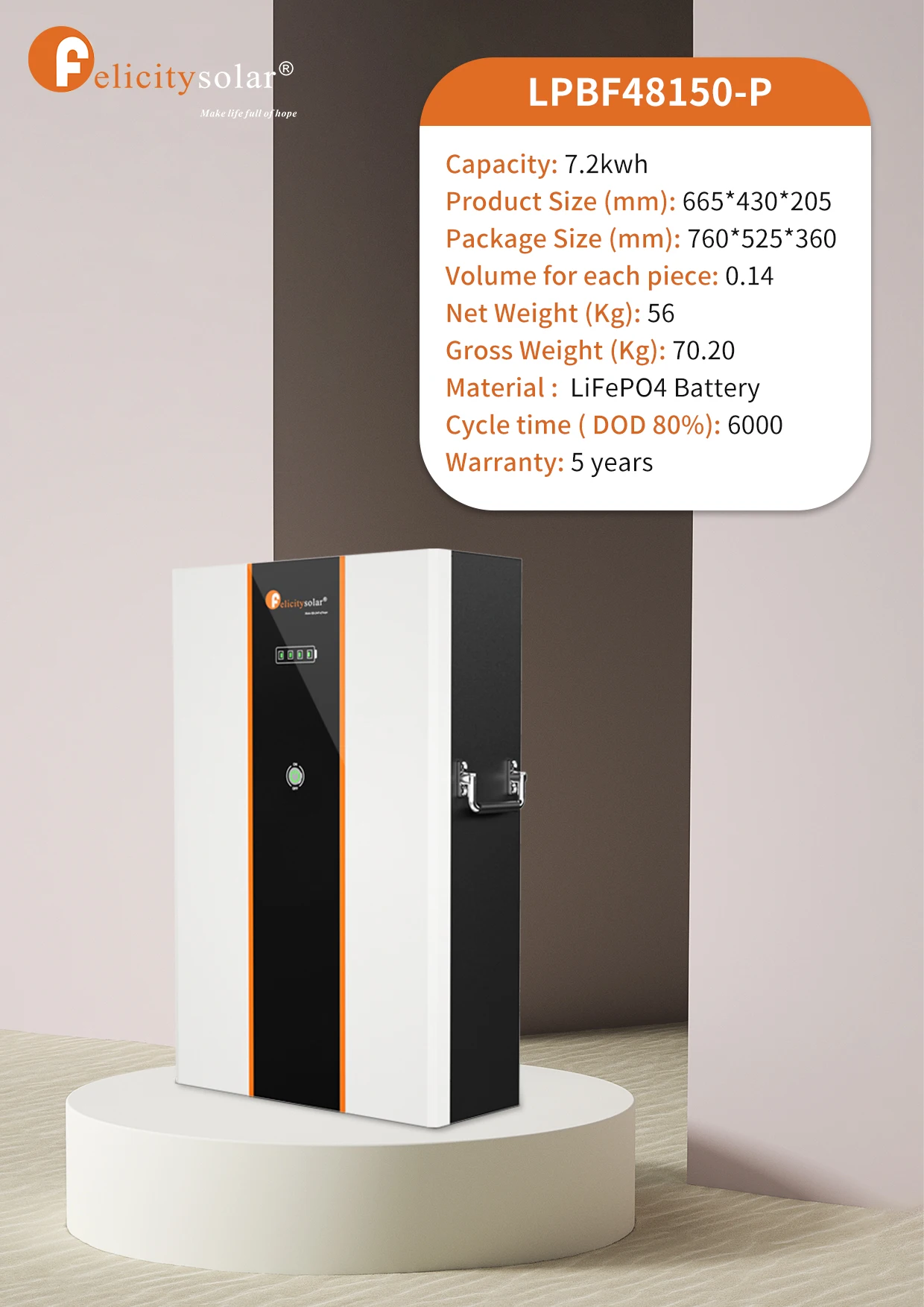 Felicity Solar 7.5kwh Rechargeable Lithium Ion Battery