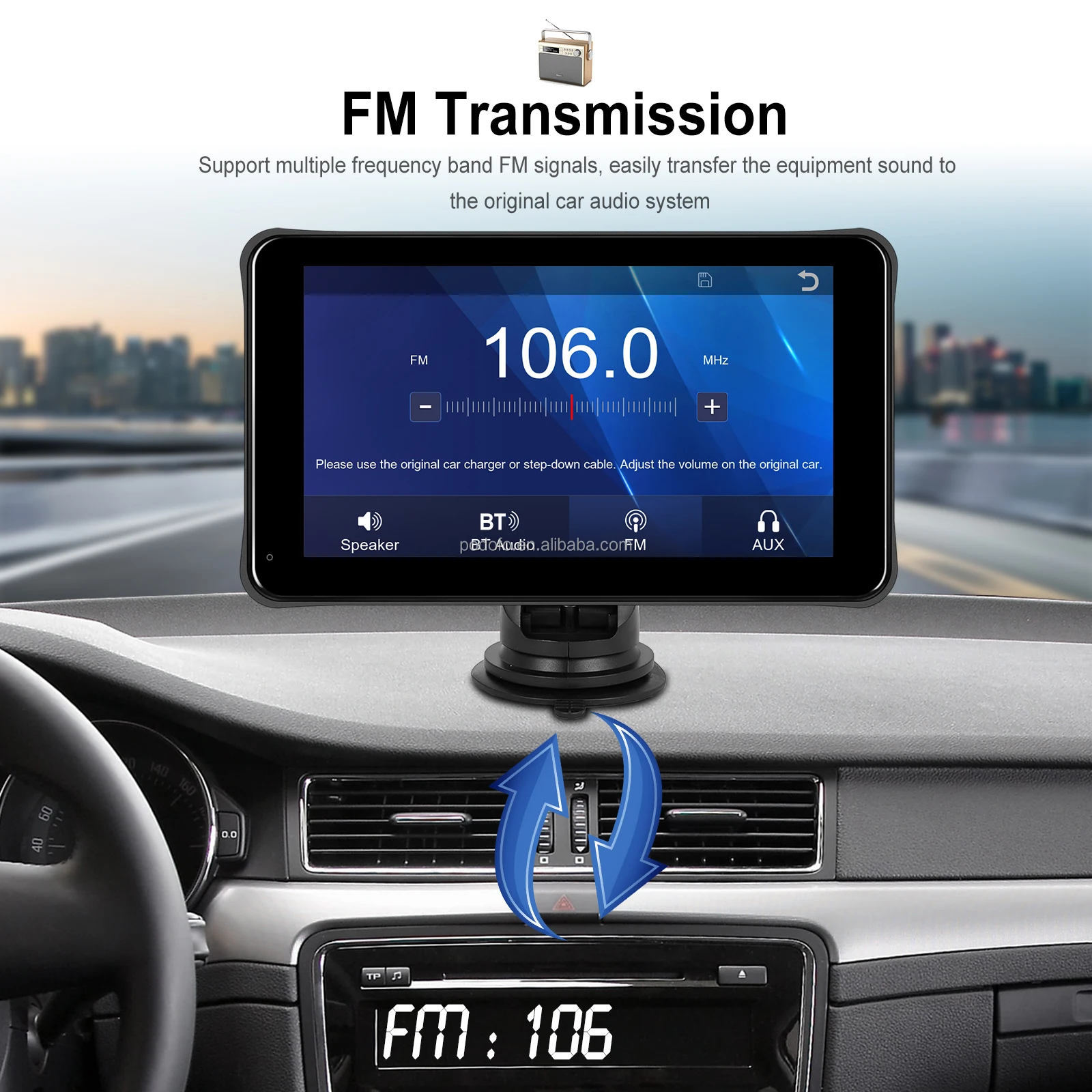 Podofo Portable Carplay/android Auto 7 Inch Hd Screen Car Monitor ...