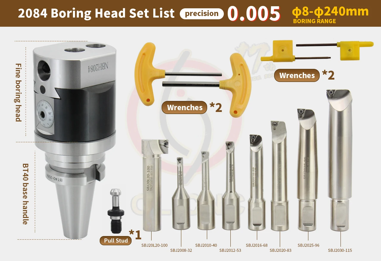 NBH2084 High Precision Boring Head Set - 0.005mm Adjustable