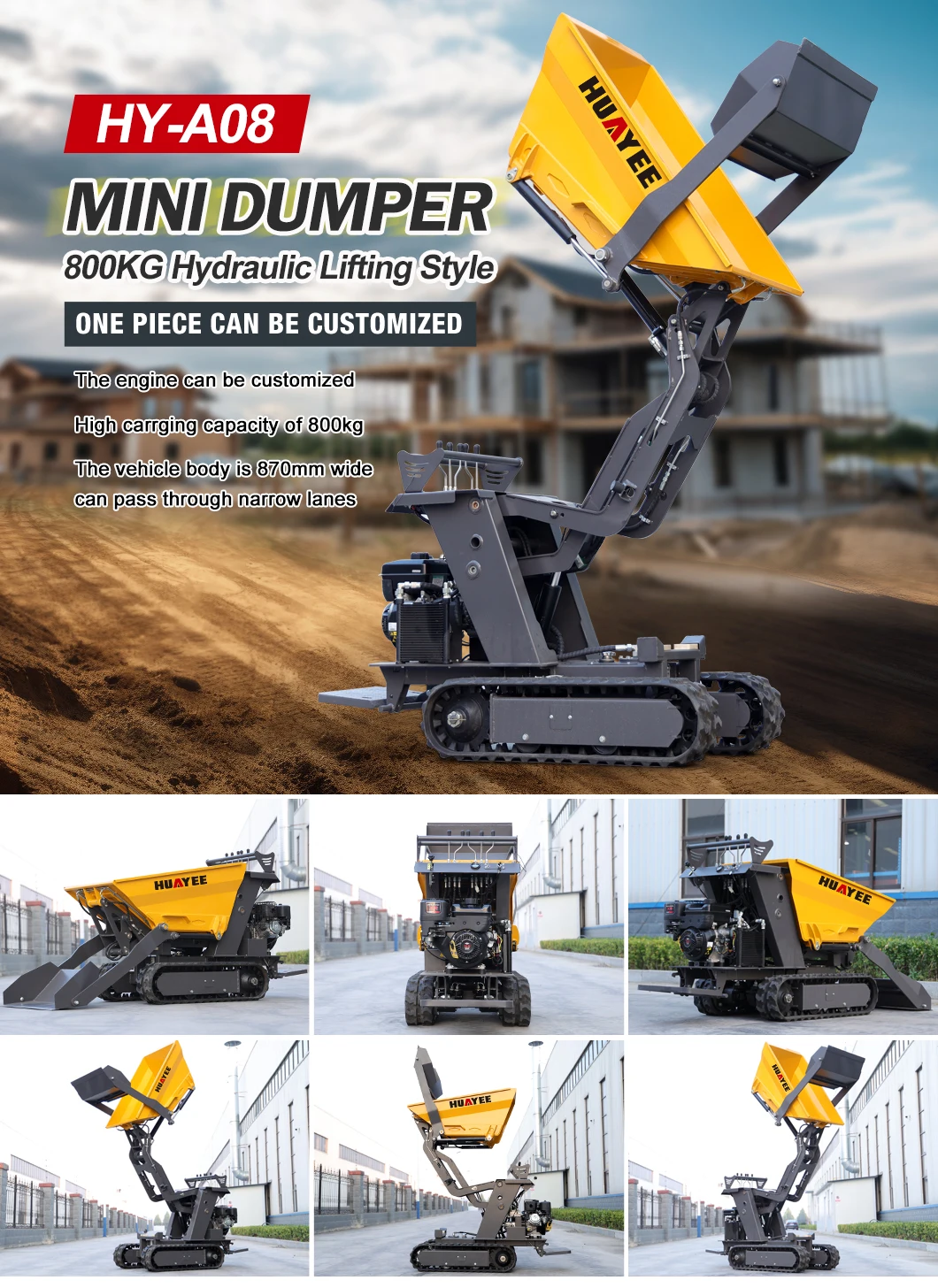 High Efficiency Mini Crawler Transporter 500kg 800kg Epa New Diesel ...