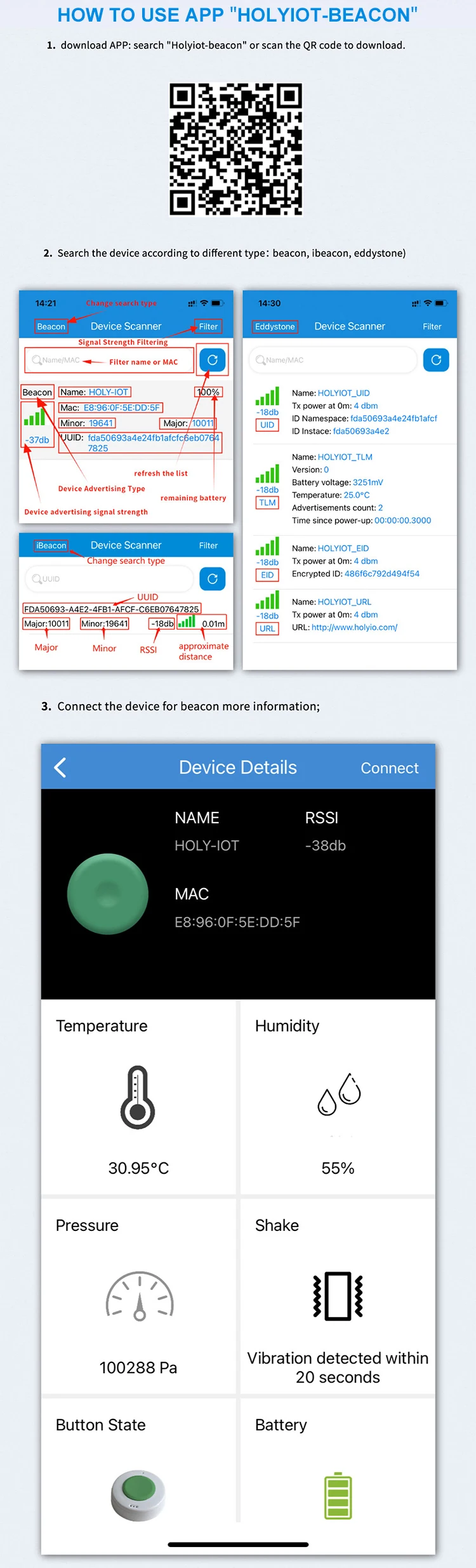 Holyiot Ibeacon Ble Tag For Rfid Asset Tracking & Location Management Odm