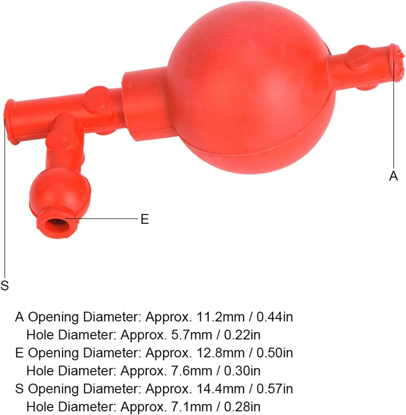 With 3 Openings Red Pipetting Ball Quantitative Suction Bulb Rubber ...