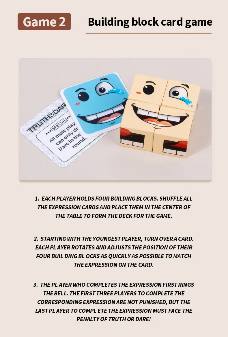 4 Player Social Board Game Wooden Matching Face Changing Magic Block ...