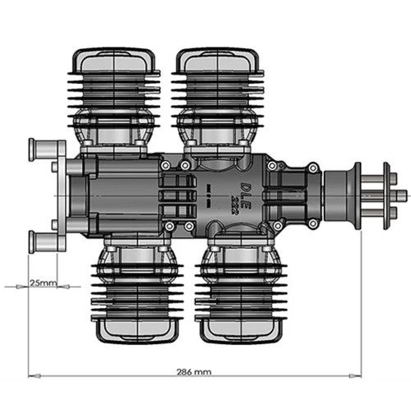 DLE 220CC Gasoline Engine for RC Airplane Parts - 4 Cylinder