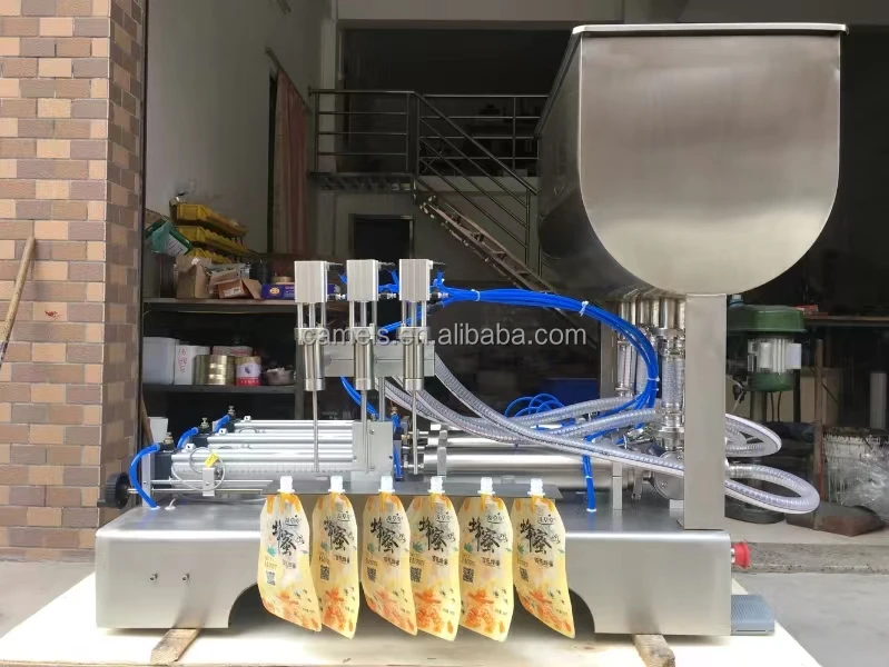Semi-auto 6 Head Horizontal Juice Paste Filling Machine Sauce Filler ...