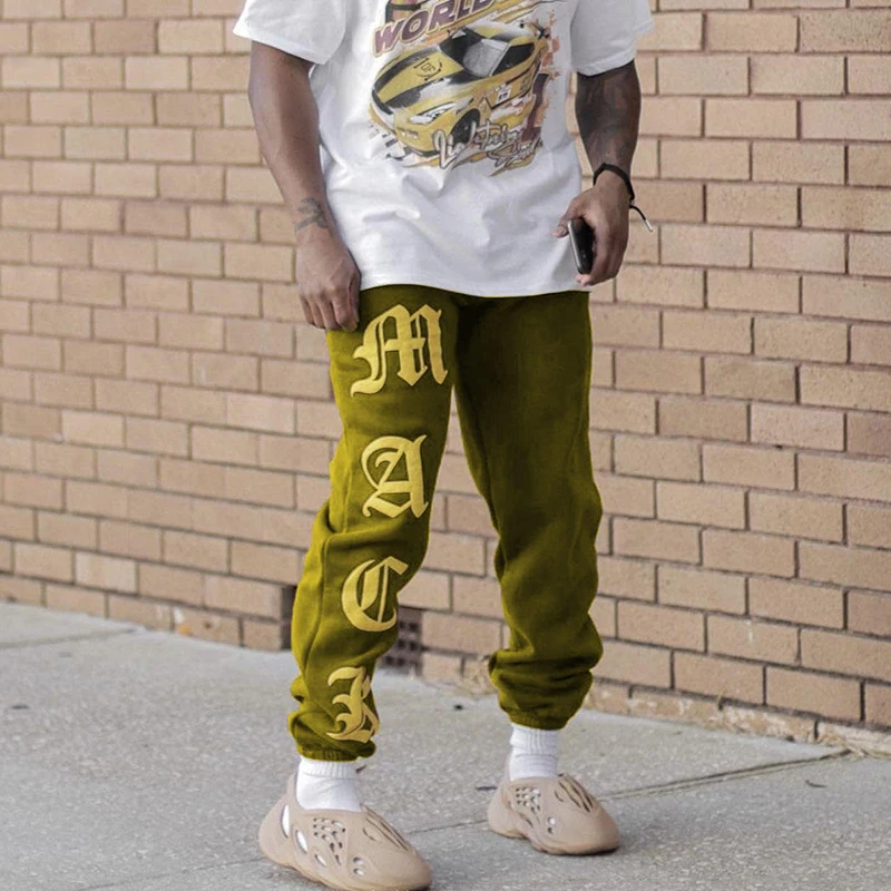 Custom 3D Puff Print Mens Stack Pants - Streetwear Sweatpants