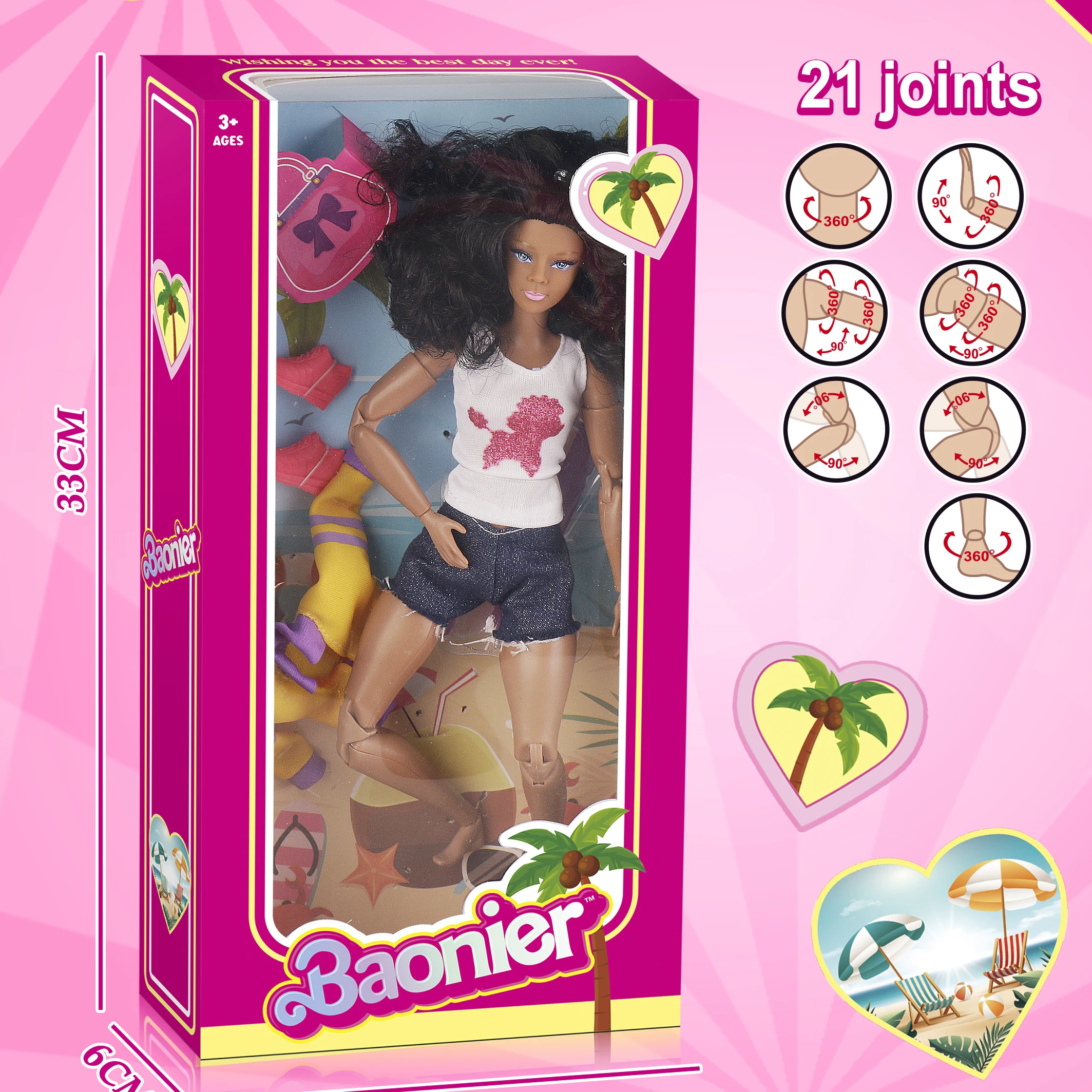 Wholesale Customized 21 Joints 11.5 Inch Black Dolls Plastic Joint ...