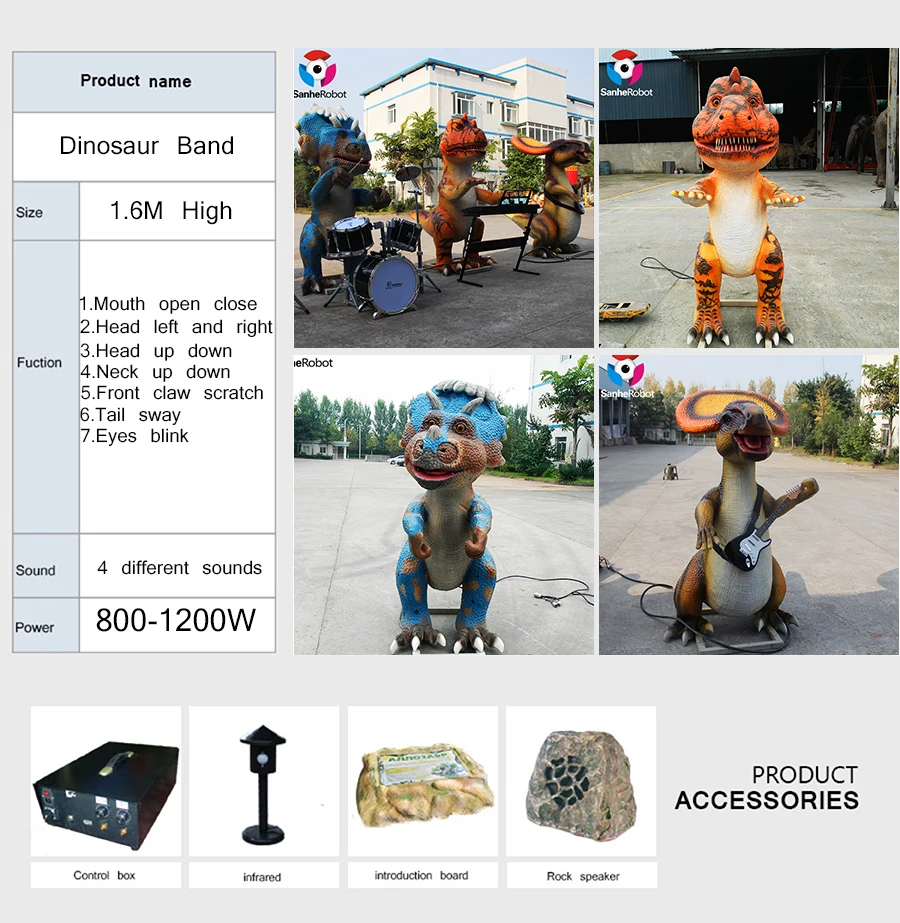 Customized Funny Music Animatronic Band Dinosaur Toydino Instrument ...
