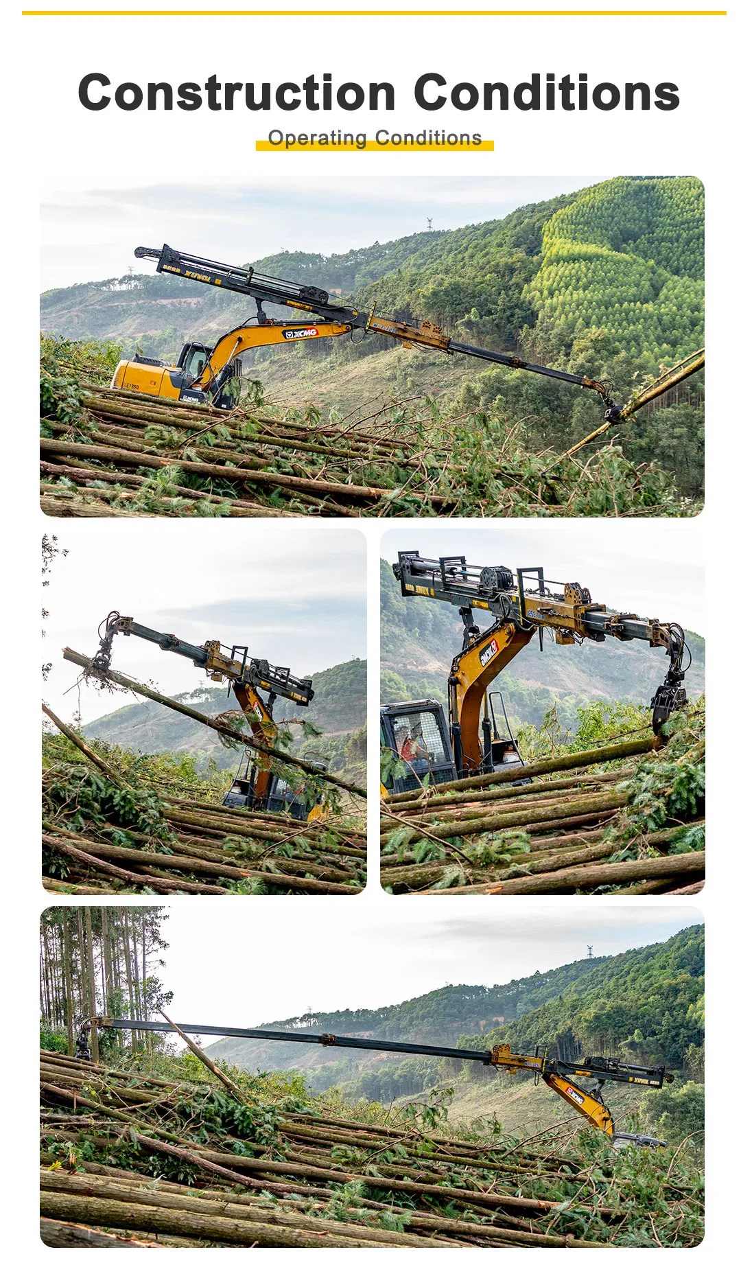 Forestry Machinery Telescopic Arm with Small Log Grab Grapple for ...