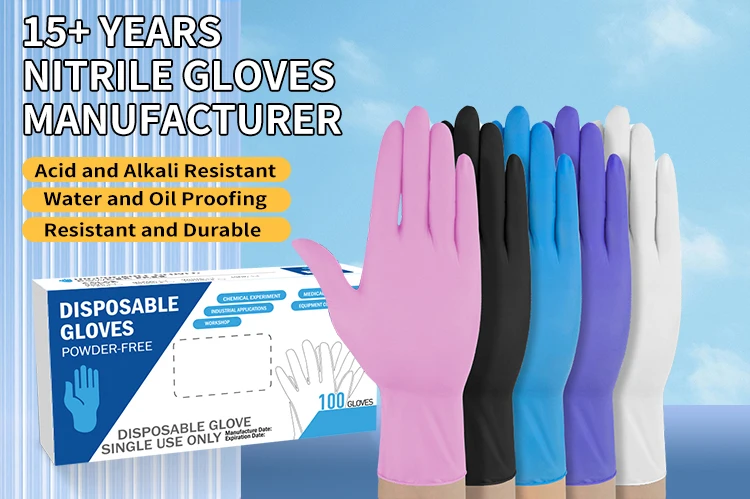 Medical Color Nitrile Exam Gloves Latex Nitrile Disposable Plastic ...
