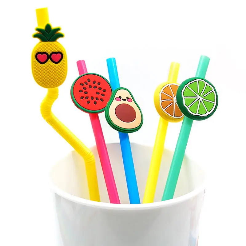 New Anime Series Silicone Reusable Straw Cover Topper Tips Dust Proof ...