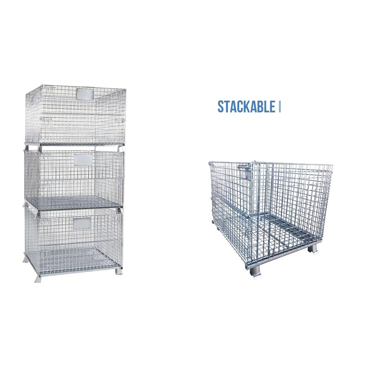 Heavy Duty Steel Mesh Pallet Storage Basket Folding Metal Turnover Box ...