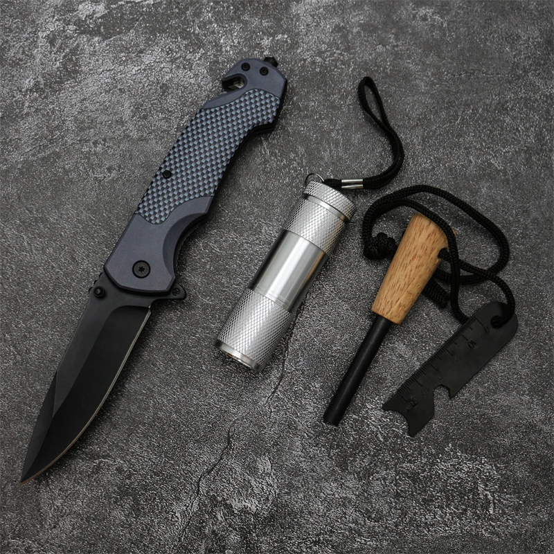 High Quality Camping Knife Set - Flintstones Ruler Flashlight