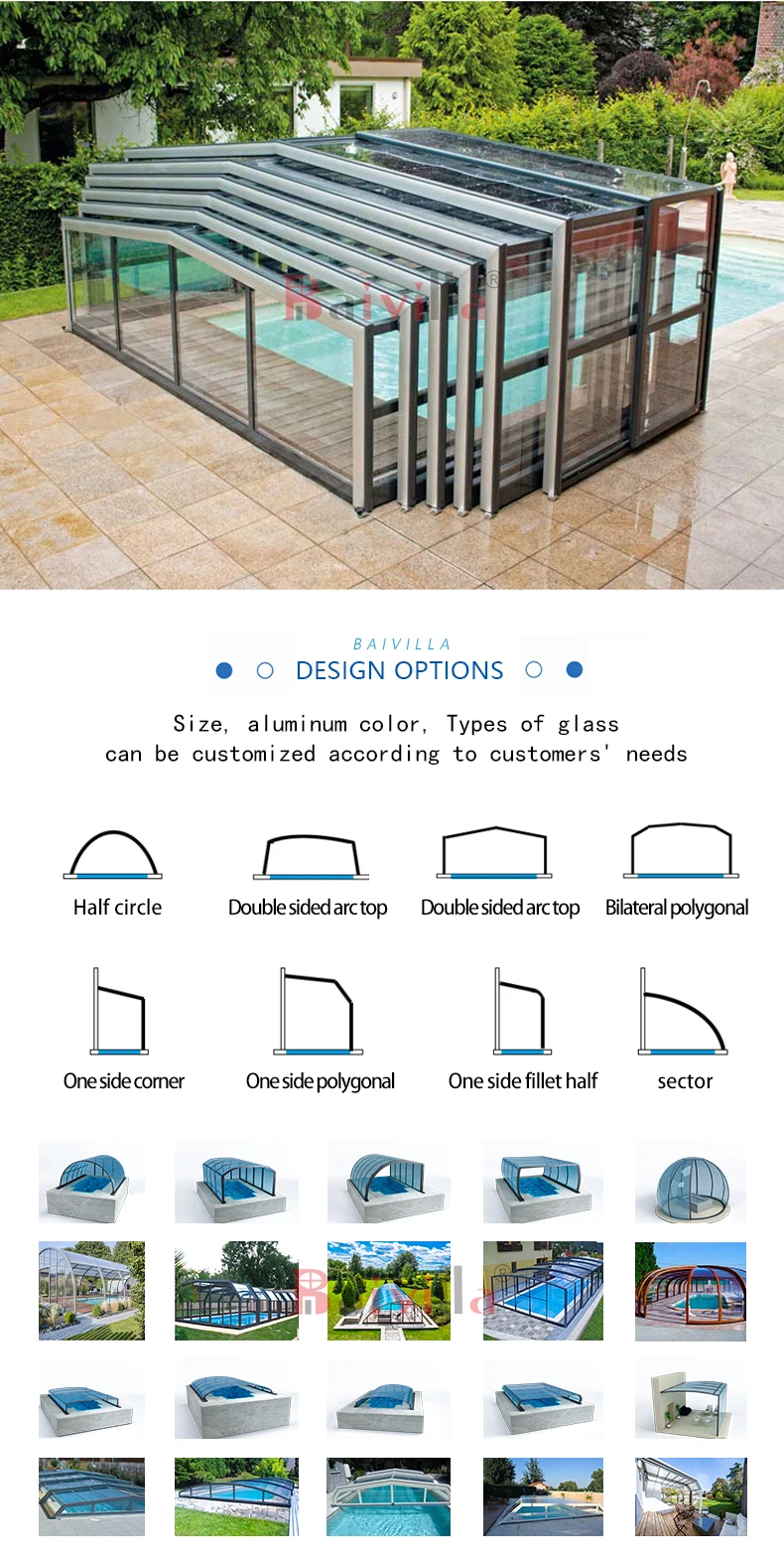 Prefabricated Polycarbonate Glass Enclosure Swimming Pool Cover ...