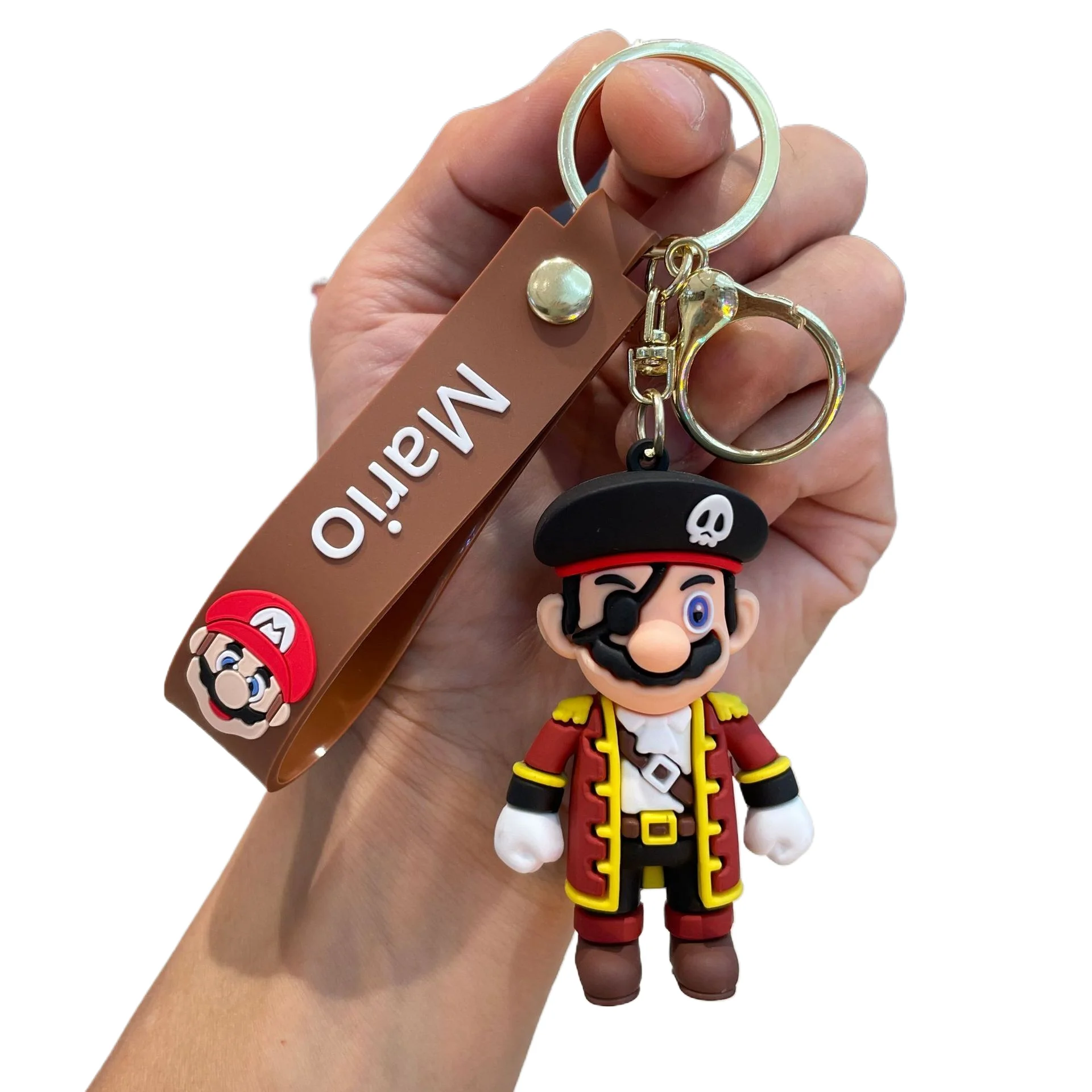 4 Kawaii Cartoon Mario 3D PVC Rubber Keychain Cowboy Pirate Costume ...