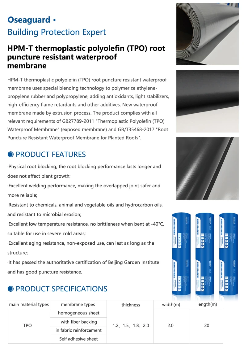 Tpo Waterproof Membrane With Root Puncture Resistance For Planting Roof ...