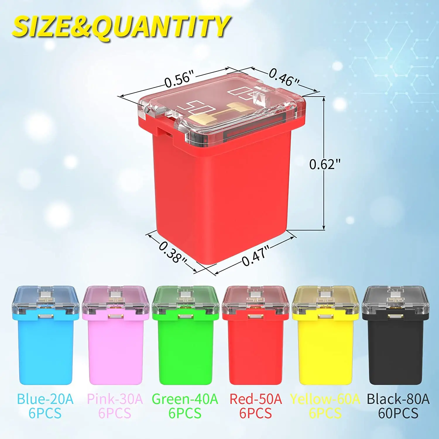 Mini Automotive Low Profile Car Fuse 20a 30a 40a 50a 60a 80a 100a Jcase ...