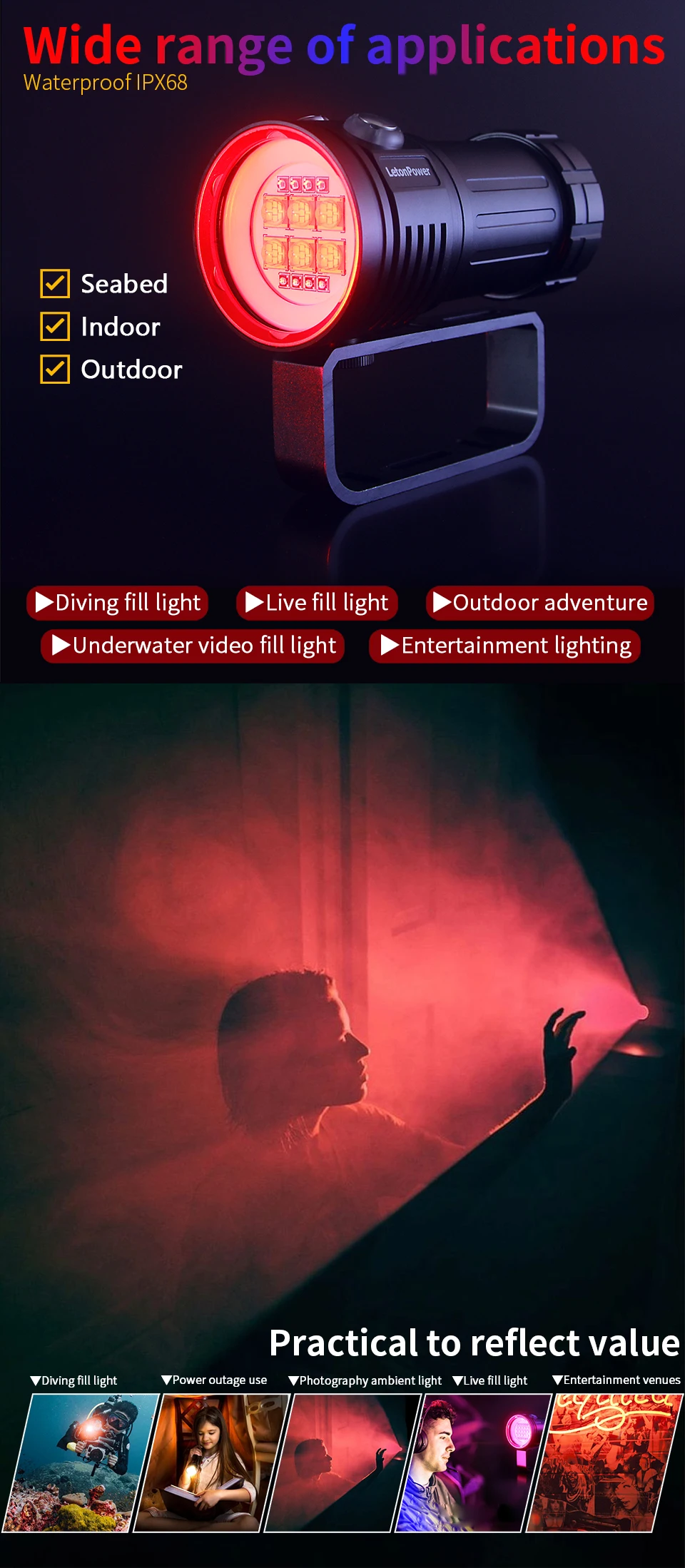 12000 Lumen Water Photography Diving Torch - Scuba Lights