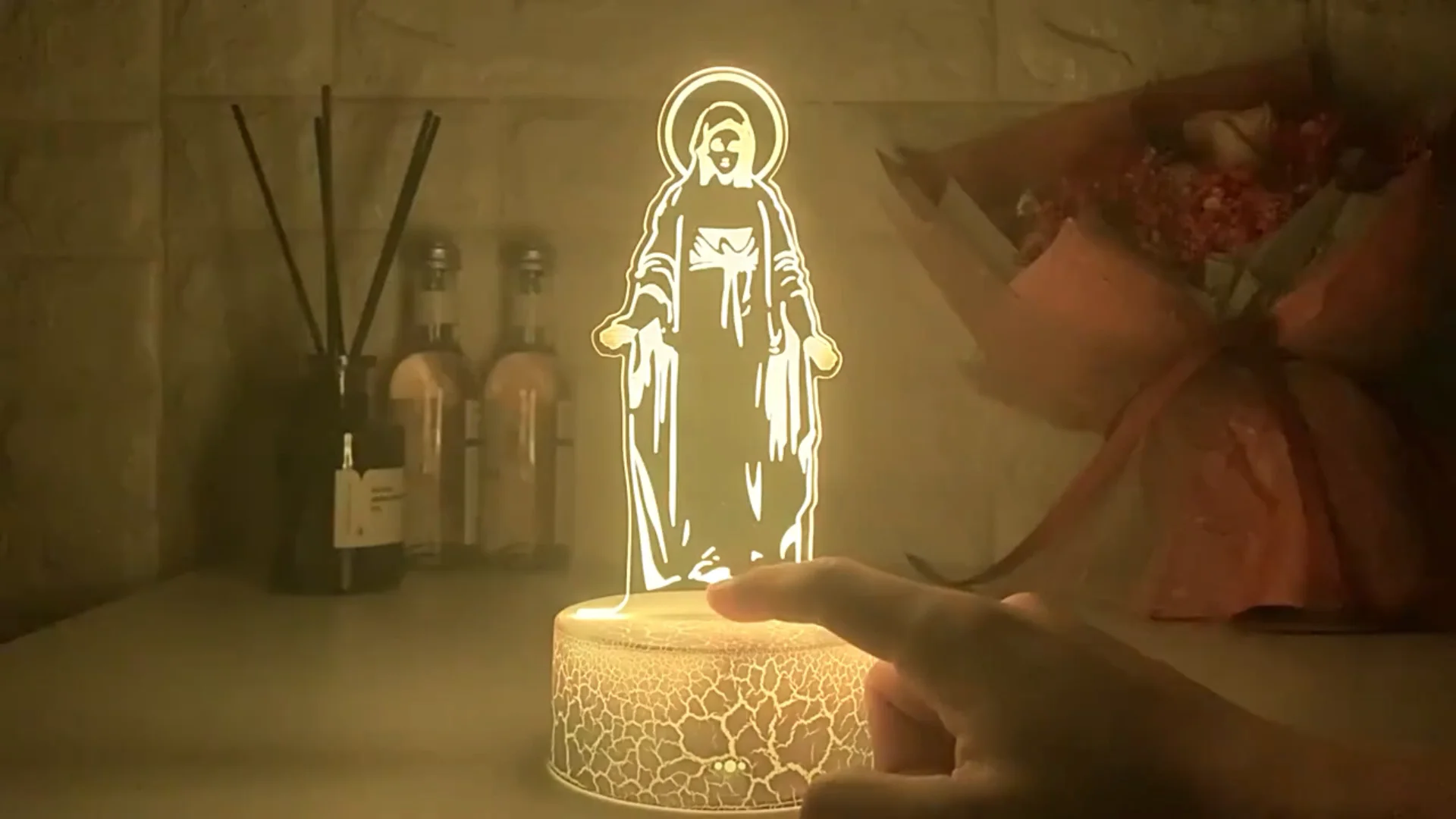 Creative 3d Virgin Mary Modelling Led Night Light Usb 7 Color Visual ...
