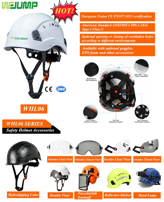 Safety Helmet With Goggles Abs Construction Work Cap Protective Hard ...