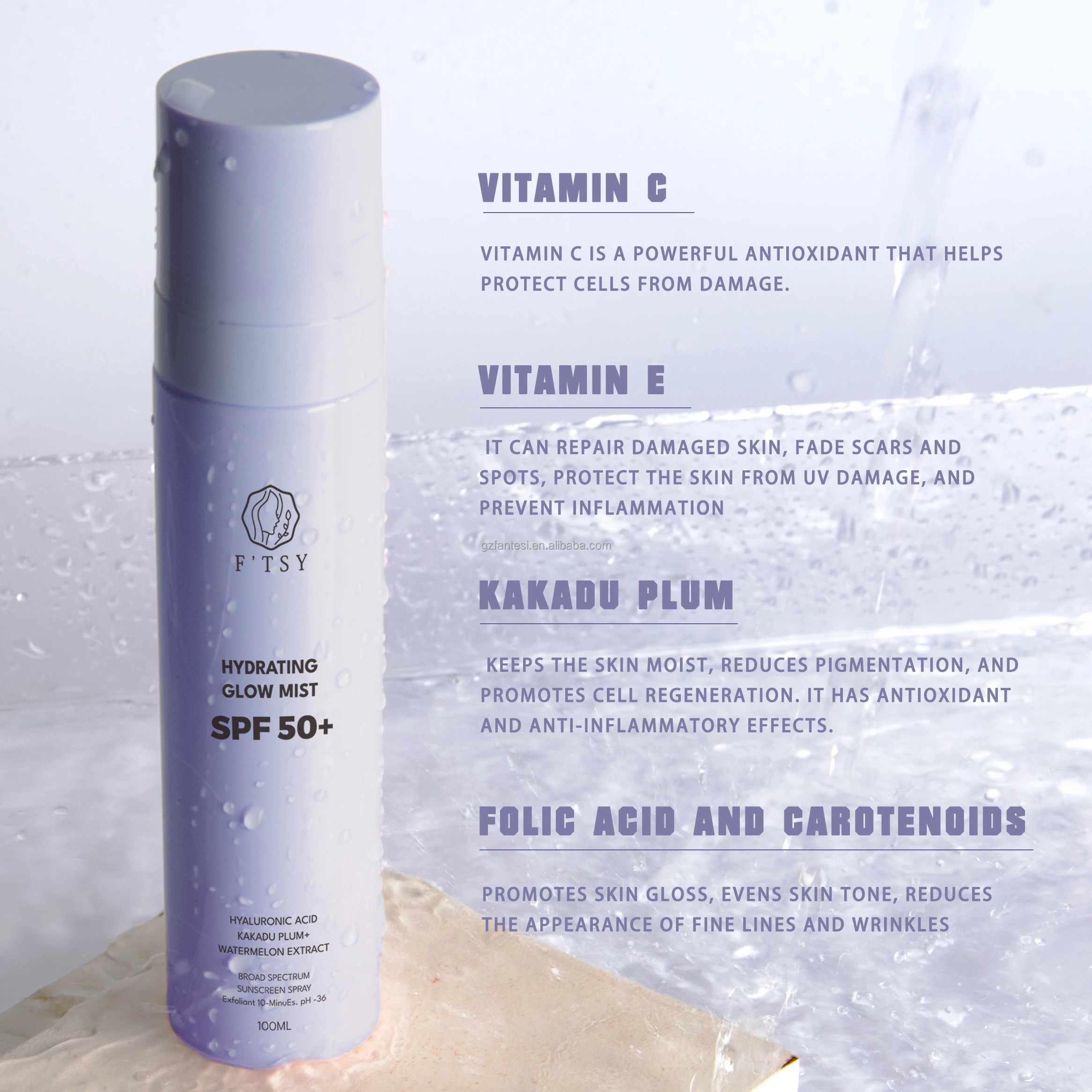 Custom High Quality Hydrating Sunscreen Face Mist Spray Organic Vegan ...