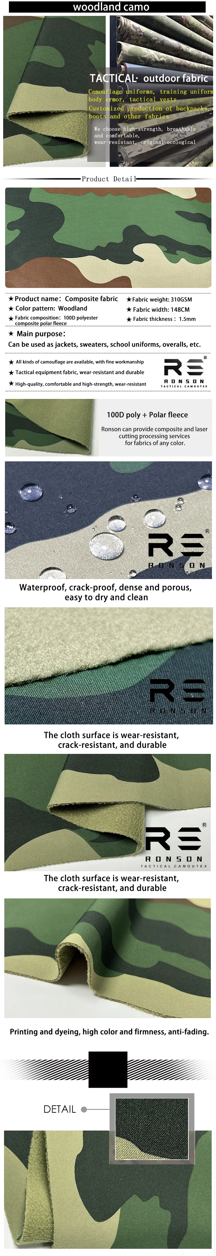 Ronson Laminated Fabric Woodland Camouflage Tactical 100d Poly ...