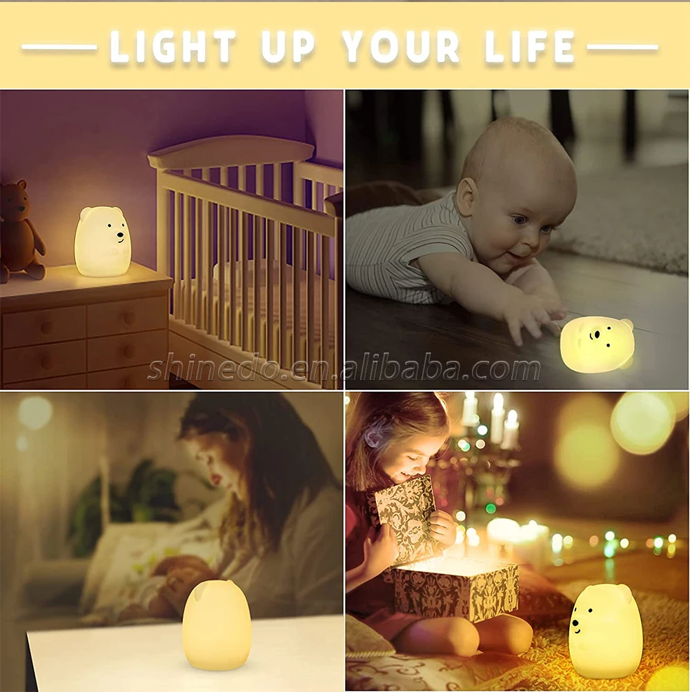 RGB Intelligent Control Cute White Bear LED Cartoon Animal Silicone ...