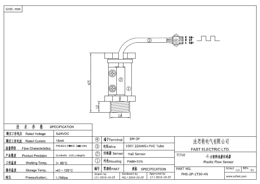 Explosion-proof Water Flow Sensor - 1~30 L/min Pulse Output