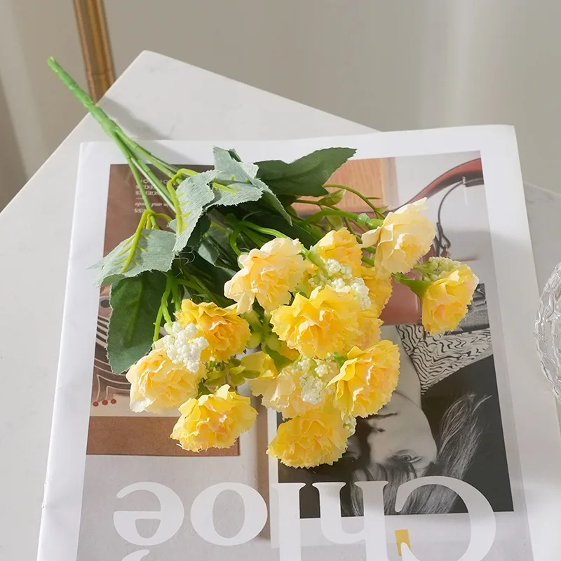 Artificial Carnations With Stem Artificial Marigold Flower Blossom Silk ...