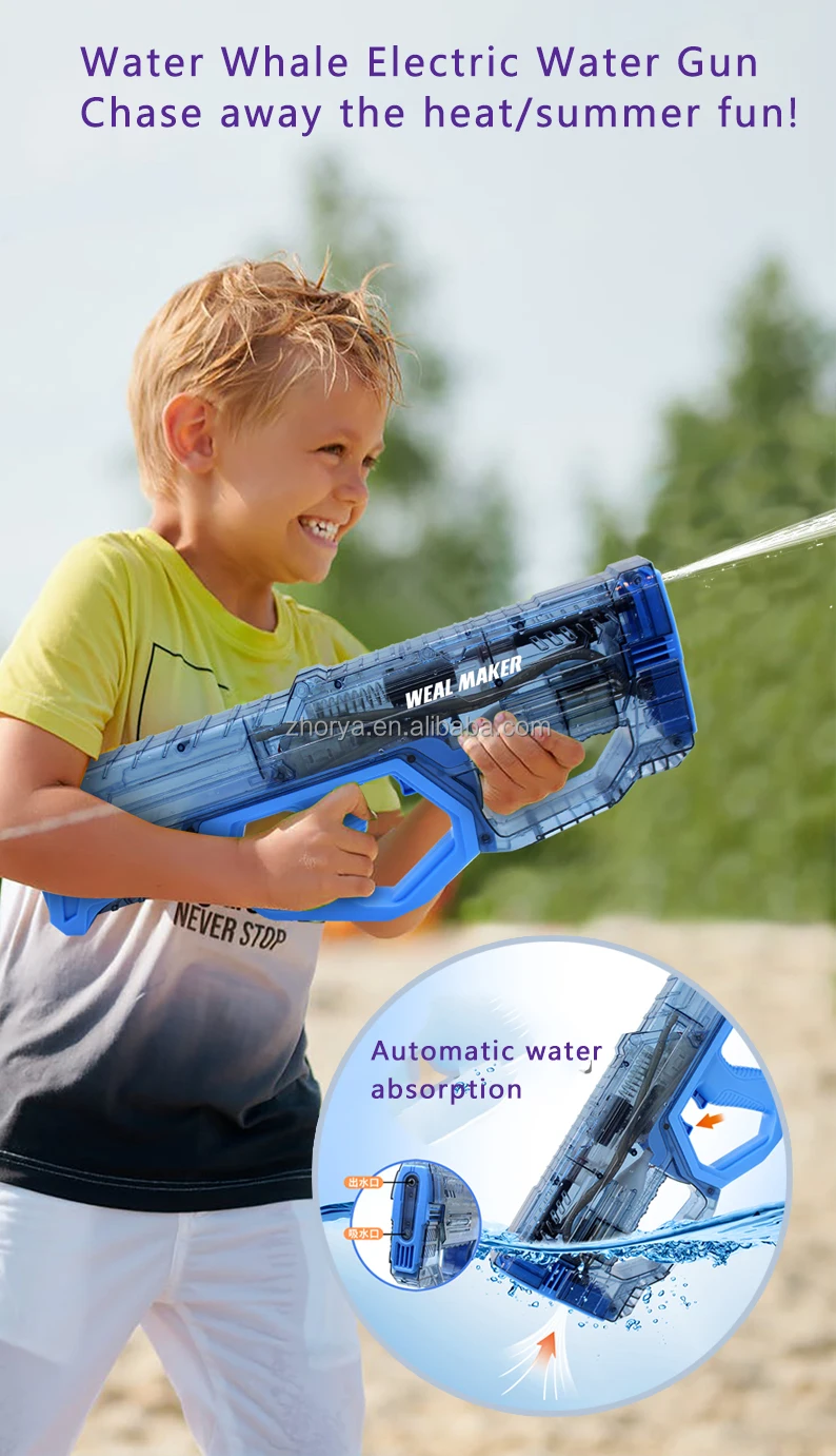 Zhorya 2024 Transparent Water Whale Electric Continuous Firing Push ...