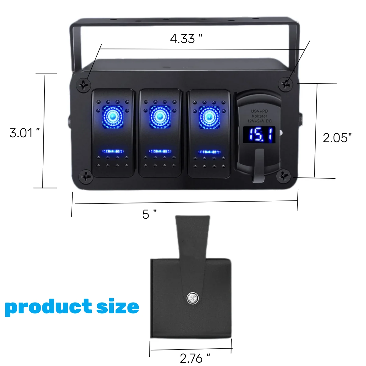 3 Gang Rocker Toggle Switch Box 12v Panel With 4.8a Dual Usb Fast ...