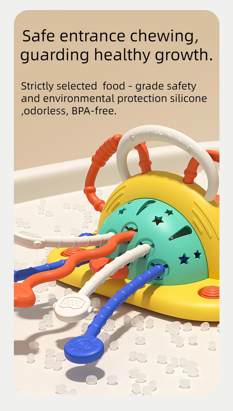 Baby Pull String Toys Exercise Hand Fine Motor And Color Cognitive ...