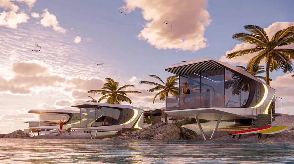 Luxury Floating Hotel Glamping Pod - Customizable Containers
