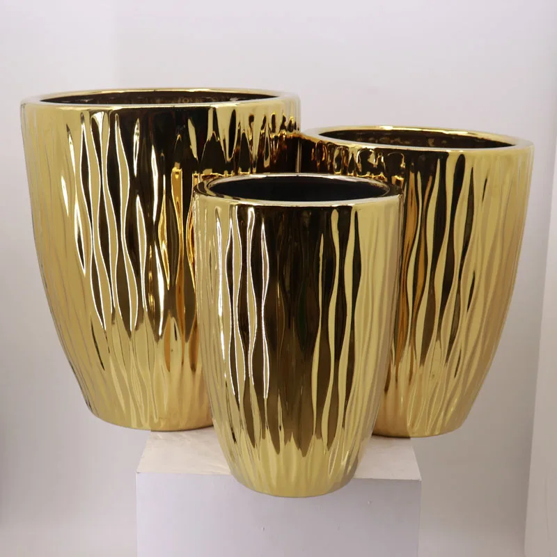 Factory Modern Large Indoor Golden Planter Potted Home Decor Gold ...
