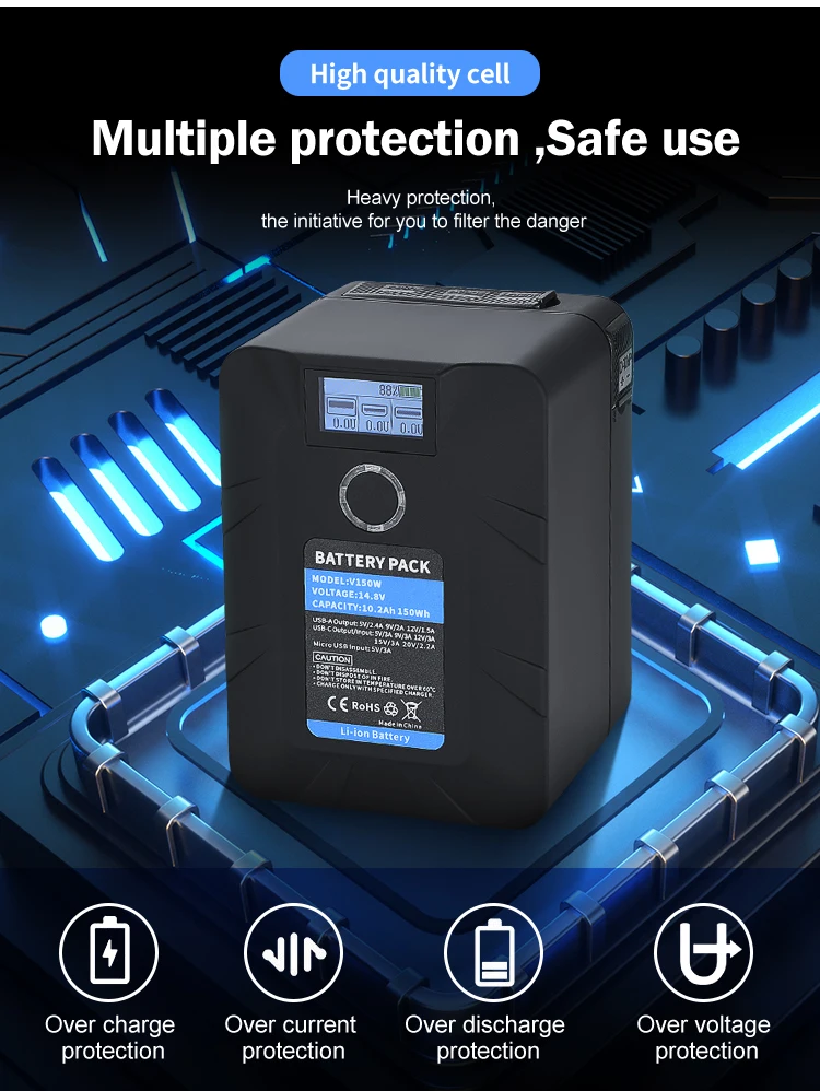 14.8V Li-Ion Battery Pack - 50wh, 99.16wh, 150wh for Sony Camcorder