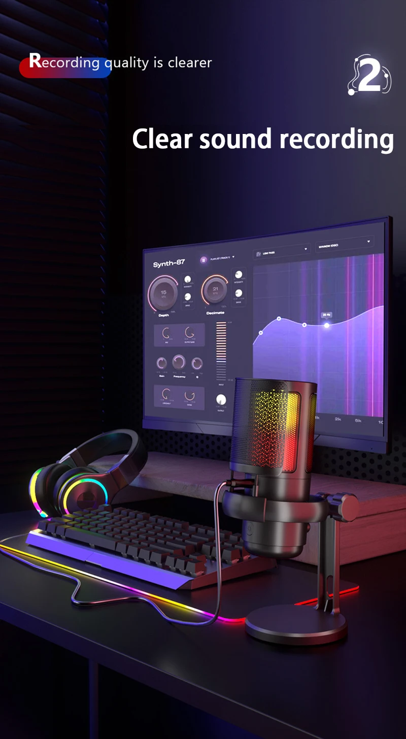 Gam-me6p Gaming Mic Usb Cardioid Condenser Microphone With Adjustable ...