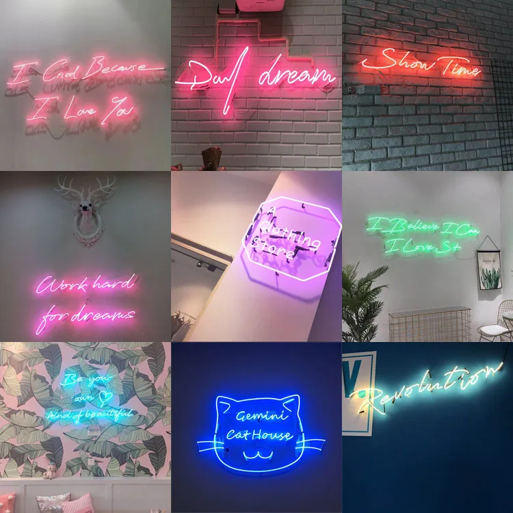 Classic Neon Light Letters True Neon Sign Custom Real Glass Neon Light ...