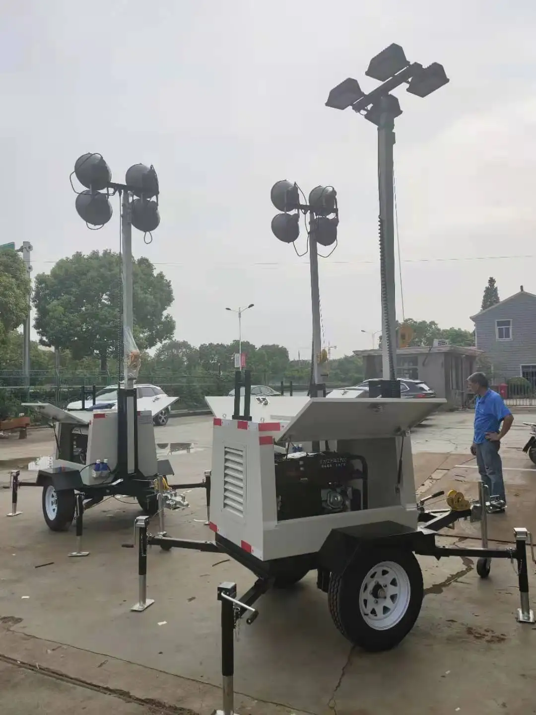 4m Industrial Mobile Light Tower Led Telescopic Construction Lighting ...