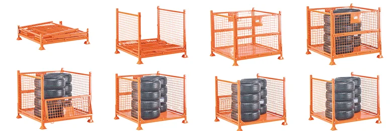 Warehouse Steel Storage Collapsible Stacking Truck Tire Transport Rack ...